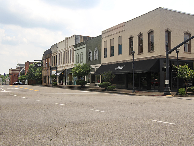 The gentle curve of Mayfield's downtown street leads to both local businesses and stretching your Social Security check further.