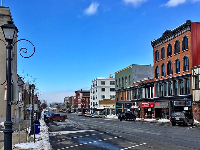Winter in Oswego transforms the historic downtown into a snow-dusted wonderland. The vintage lampposts and classic architecture create a scene straight from a Norman Rockwell painting.
