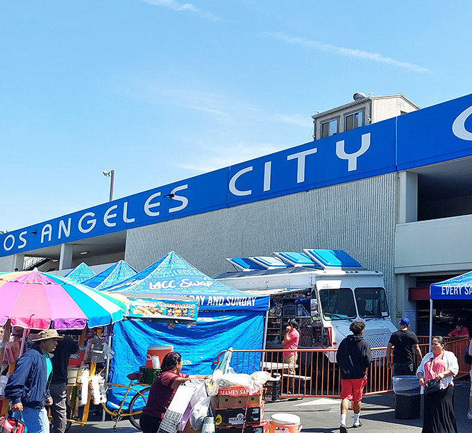 Blue tents of wonder! The organized layout of PCC Flea Market makes treasure hunting a breeze for newcomers.