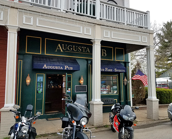 Augusta Pub welcomes visitors with classic small-town hospitality, where motorcycles out front hint at the diverse crowd you'll find inside.