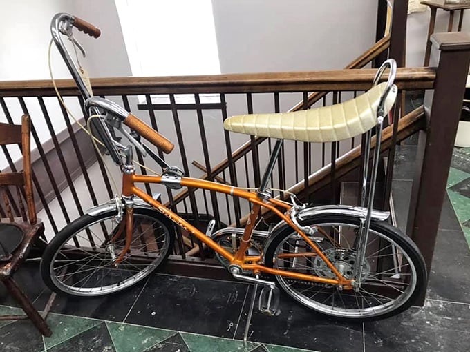 The banana seat bicycle&mdash;childhood freedom incarnate. This orange beauty probably delivered newspapers and carried many a kid to summer adventures.