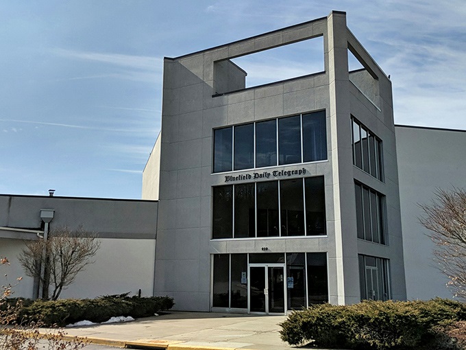 The Bluefield Daily Telegraph building stands as a monument to local journalism, where community stories have been chronicled through boom times and quiet years alike.