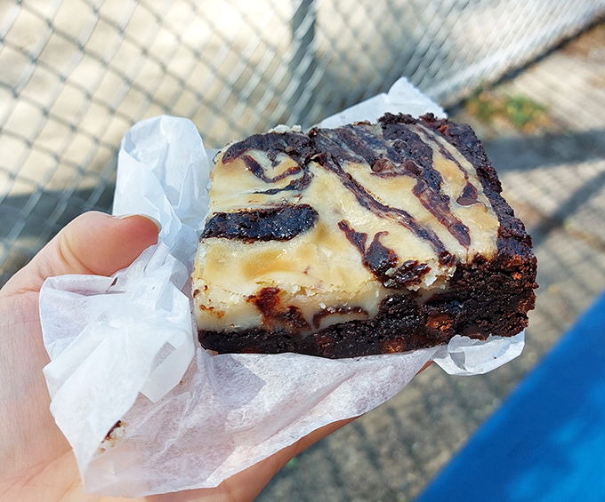 Marbled cheesecake brownie that defies physics&mdash;somehow both dense and light, rich and balanced. Vegan wizardry at its finest.