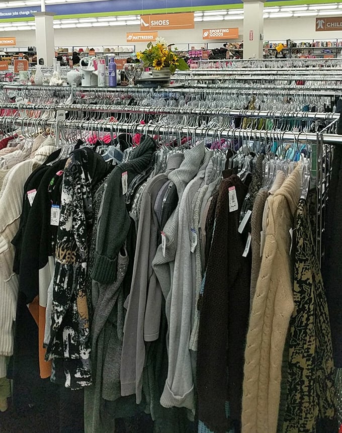 Fashion archaeology at its finest! Each rack holds potential signature pieces waiting for the right person to give them new life.