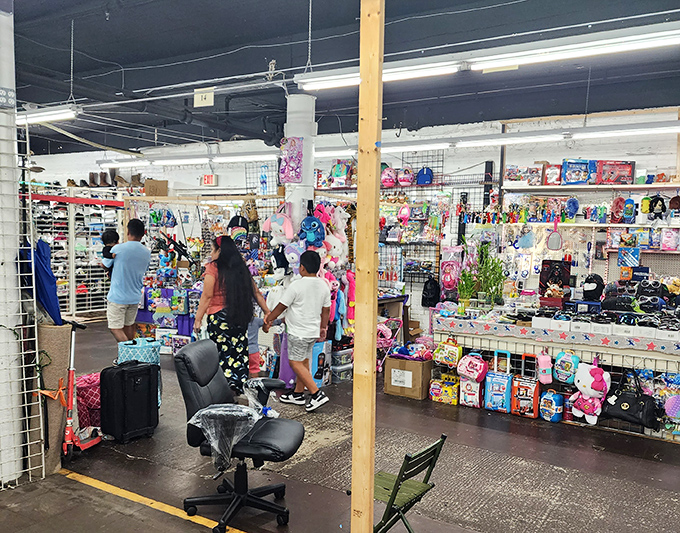 Weekend warriors navigate the colorful maze of toys and treasures, each shopper on their own personal scavenger hunt for the perfect find.