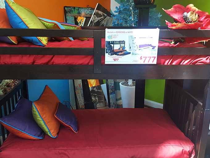 A colorful bunk bed setup that would make any kid forget their iPad exists &ndash; at least until bedtime.