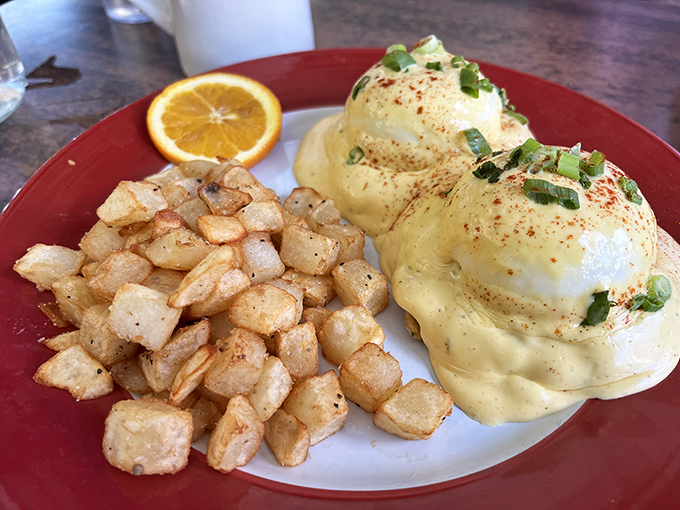 Eggs Benedict: the breakfast aristocrat that somehow feels right at home in a diner, especially with those perfectly golden home fries.