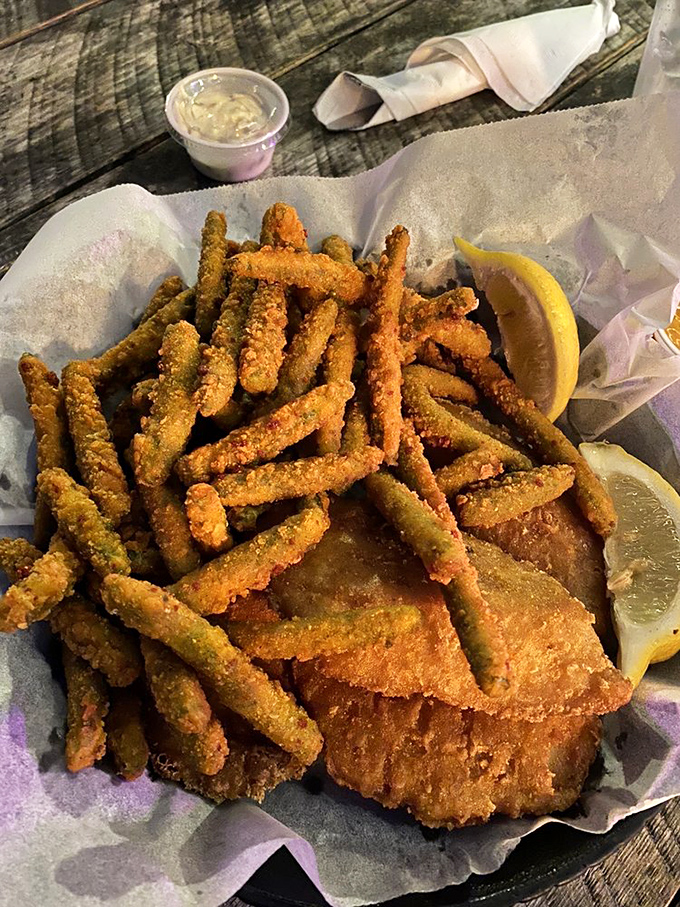 Fried green beans and walleye nestled in paper&mdash;proof that sometimes the most memorable meals come without fancy china or pretentious presentation.