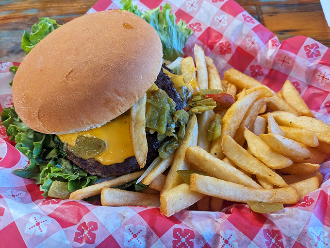 The green chile cheeseburger&mdash;New Mexico's gift to the burger universe&mdash;served with fries so perfectly golden they make fast food chains weep with envy.