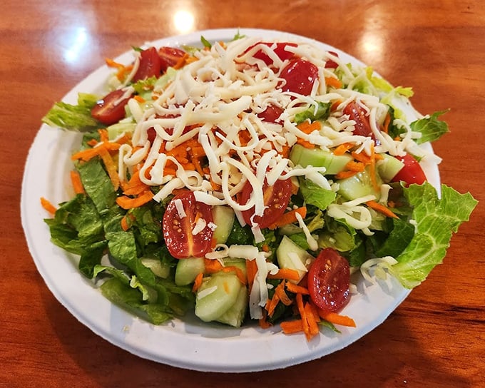 A salad that doesn't apologize for being healthy&mdash;crisp, colorful, and topped with enough cheese to remind you you're still in America.