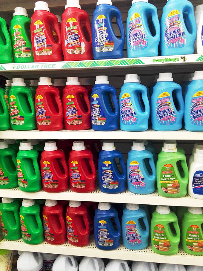 A rainbow of cleaning power that proves doing laundry can be colorful, if not exactly thrilling. Adult responsibility never looked so vibrant.