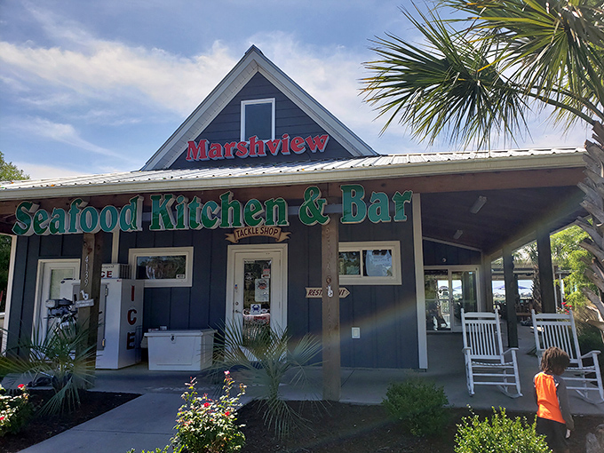 Marshview Seafood Kitchen & Bar sits ready to serve fresh catches with those coveted waterfront views everyone craves.