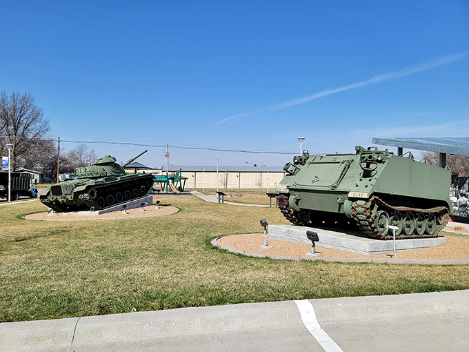 The military display area offers a hands-on history lesson, with preserved vehicles that once served our country now educating younger generations.