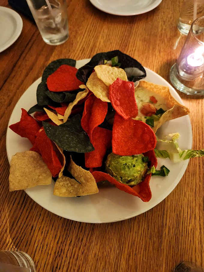 These aren't your ballpark nachos &ndash; they're a technicolor fiesta of chips with guacamole playing the starring role in this crunchy production.