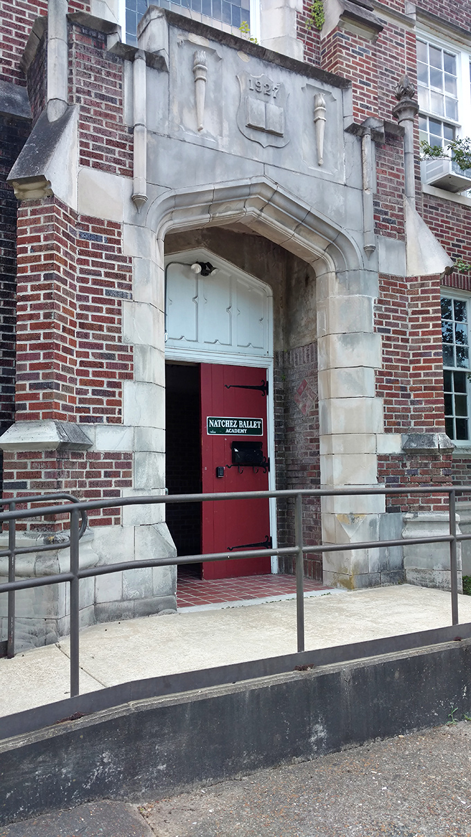Behind this historic doorway, the Natchez Ballet Academy transforms brick and mortar into a sanctuary for artistic expression and community pride.