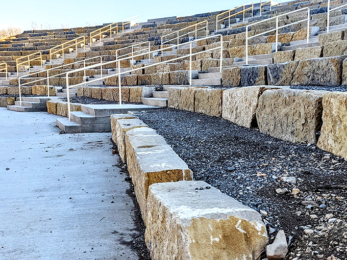 Limestone seating worthy of ancient Greece, this amphitheater brings the community together under Kansas skies for summer performances.