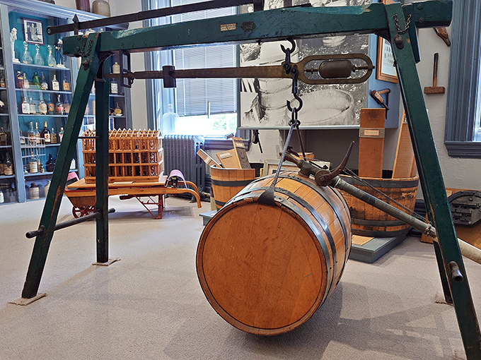 Inside the Oscar Getz Museum, this barrel-swinging apparatus demonstrates bourbon-making techniques that haven't needed updating for centuries.