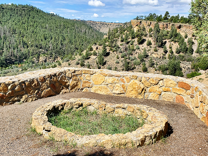 This stone overlook offers the perfect frame for contemplating life's big questions or just appreciating not being at work on a Tuesday.