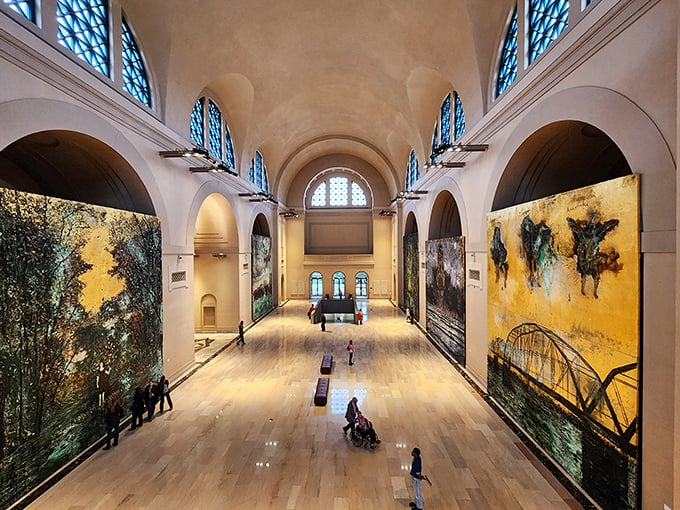The Saint Louis Art Museum's soaring interior showcases massive works that transform the space into a cathedral of creativity, where whispers echo and art breathes.