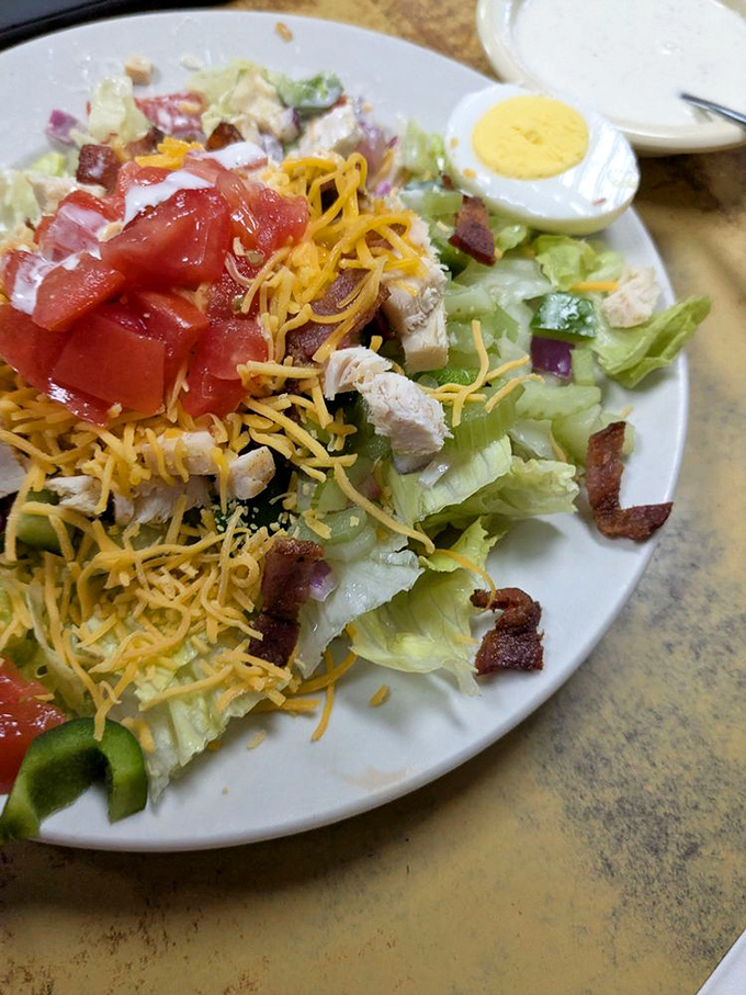 Even the salads at 600 Cafe don't skimp on generosity &ndash; a mountain of fresh ingredients topped with cheese and a perfectly halved hard-boiled egg.