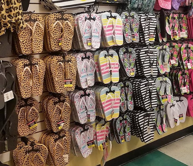 Flip-flop fantasy land where wild leopard print meets nautical stripes. Summer footwear for every personality without the beachside markup.