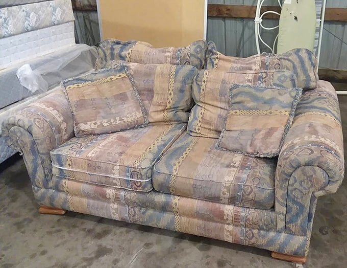 This sofa has stories to tell&mdash;if only upholstery could talk. Someone's living room centerpiece is about to become another family's cozy movie night spot.