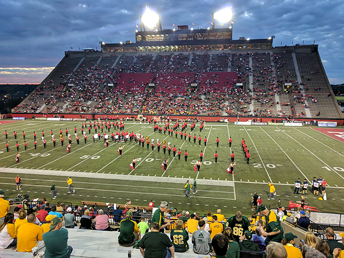 Stambaugh Stadium on game day—where passionate fans prove that in Youngstown, football isn't just a sport, it's practically a religious experience.