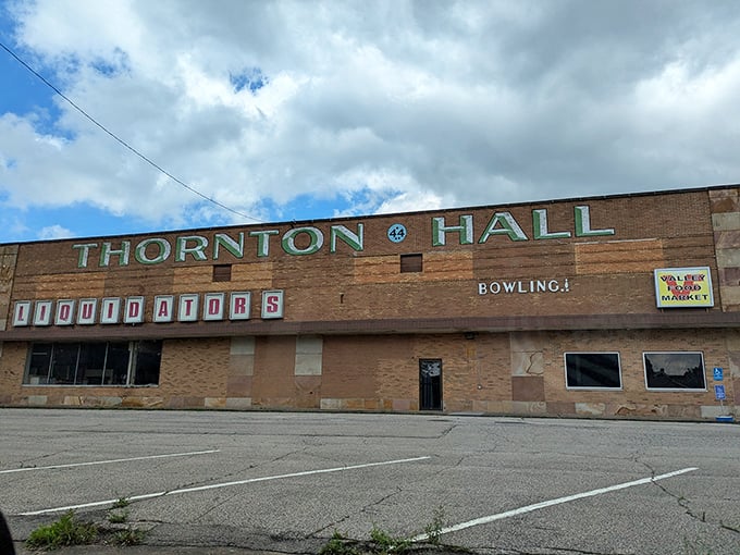 Thornton Hall stands as a testament to Sharon's entertainment history, where bowling pins have fallen for generations.
