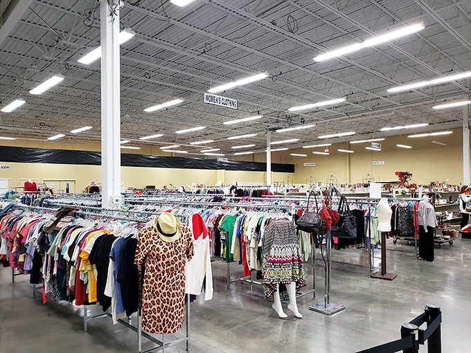 Women's clothing displays showcase everything from everyday casual to "where did you get that amazing piece?" conversation starters.