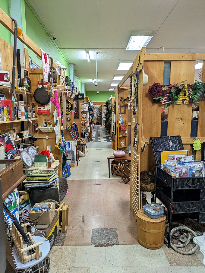 Long corridors of possibility. The flea market equivalent of "I'm just going in for milk" and leaving with a cart full.