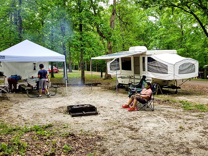 Camping at Washington State Park&mdash;where "roughing it" includes trees for shade, fire pits for s'mores, and enough fresh air to make city dwellers dizzy with delight.