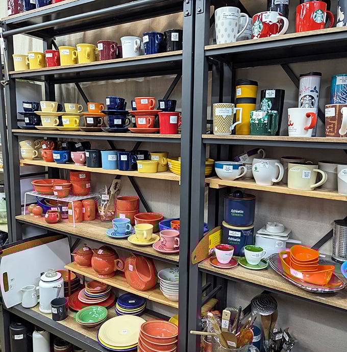 A rainbow of ceramic tableware that makes modern dishes look like they're not even trying. Color coordination optional, personality mandatory.