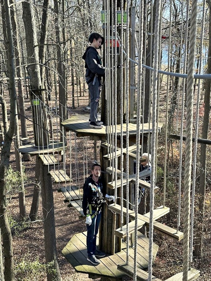 The Go Ape course transforms grown adults into gleeful kids, proving that playground equipment just needed to grow up alongside us.