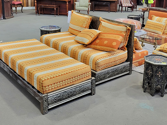 Moroccan-inspired lounging at Maryland prices. These ornate daybeds would cost a fortune new, but here they're just waiting for your next Netflix marathon.