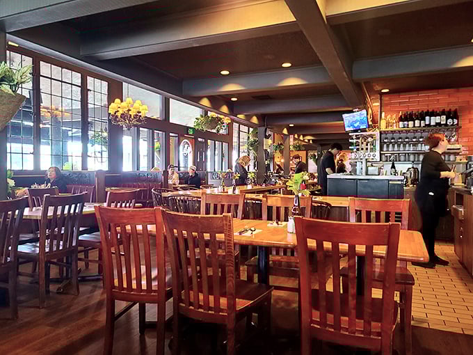Natural light streaming through those windows while diners enjoy their meals &ndash; ambiance you can't fake with fancy design tricks.