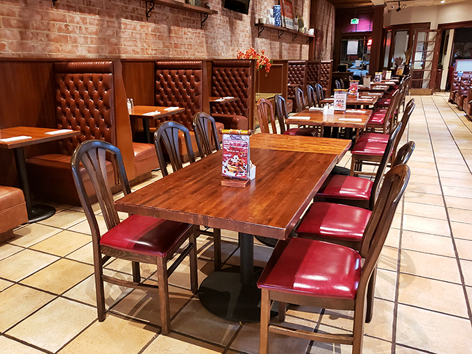 Red vinyl booths and wooden tables &ndash; where breakfast dreams come true and diet plans go to die.
