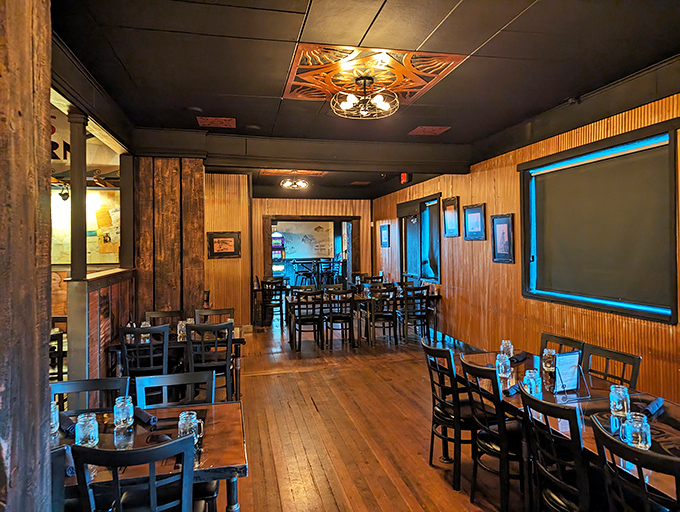 The dining room feels like Montana's living room&mdash;warm wood tones, comfortable seating, and just enough space between tables for private conversations about how good the food is.