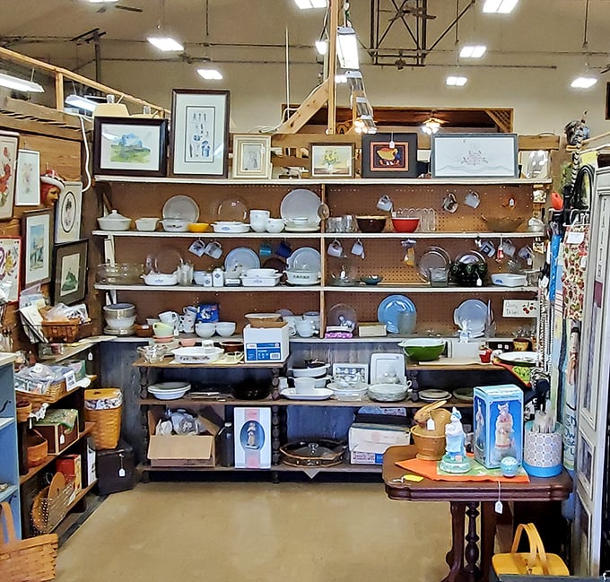 Grandma's china cabinet exploded in the best possible way, creating a wonderland where every plate tells a story and every cup holds memories.