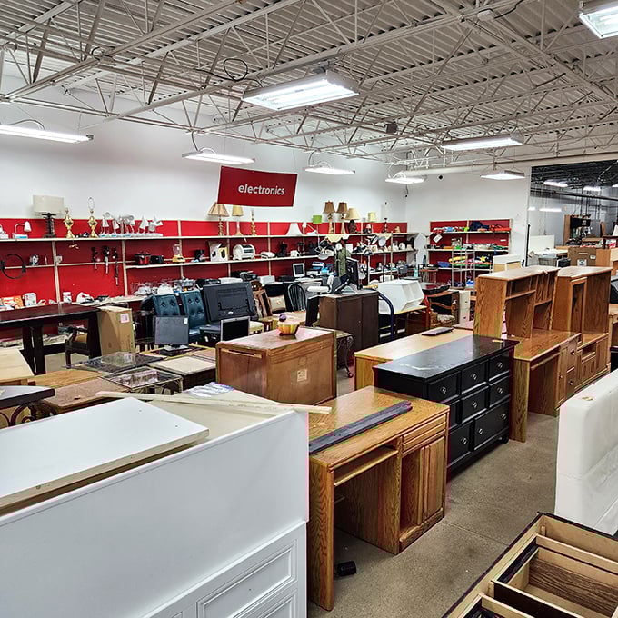 Furniture and electronics living in harmony. This section could furnish an entire apartment for less than one month's rent.
