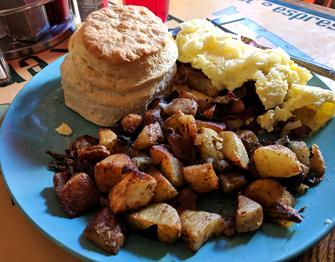 Those home fries and scrambled eggs with a fluffy biscuit make mornings worth waking up for.