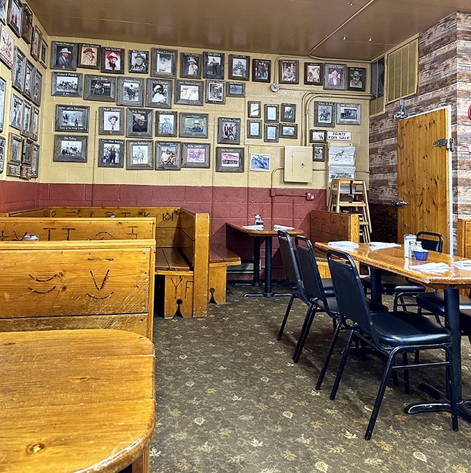Every inch of wall space tells a story, while the wooden booths have heard them all. This isn't decoration&mdash;it's living history.