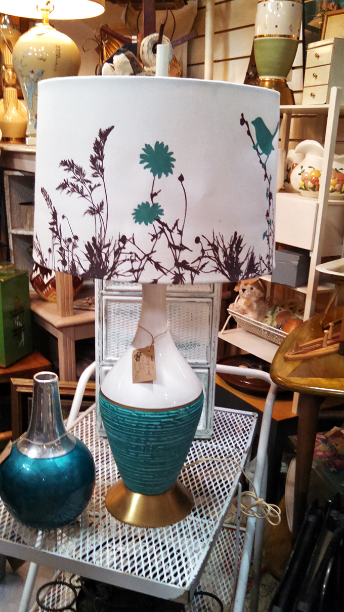 A mid-century lamp that's seen decades of late-night reading. That turquoise base has probably illuminated everything from "Valley of the Dolls" to "Harry Potter."