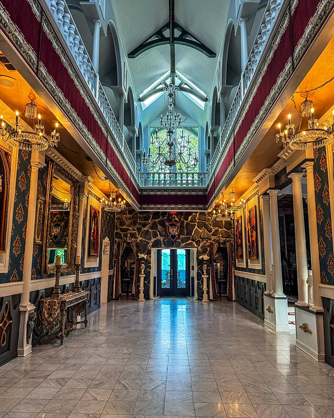 Grand doesn't begin to describe this soaring entryway with its crystal chandelier. It's the kind of space that makes you stand a little taller and wish you'd worn fancier shoes.