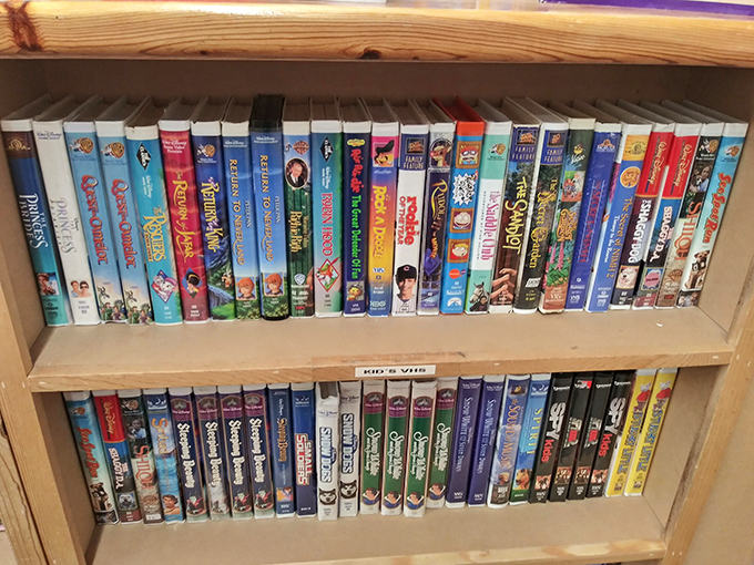 VHS paradise! Disney classics stand shoulder-to-shoulder with forgotten gems, ready to transport viewers back to simpler entertainment times.