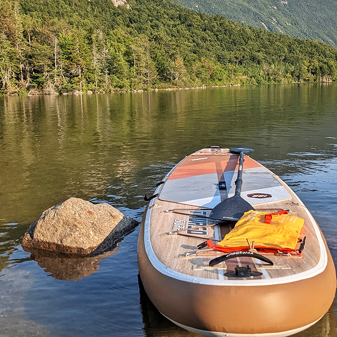 Social distancing, New Hampshire style. Just you, a paddle board, and enough natural beauty to make your heart skip several beats.