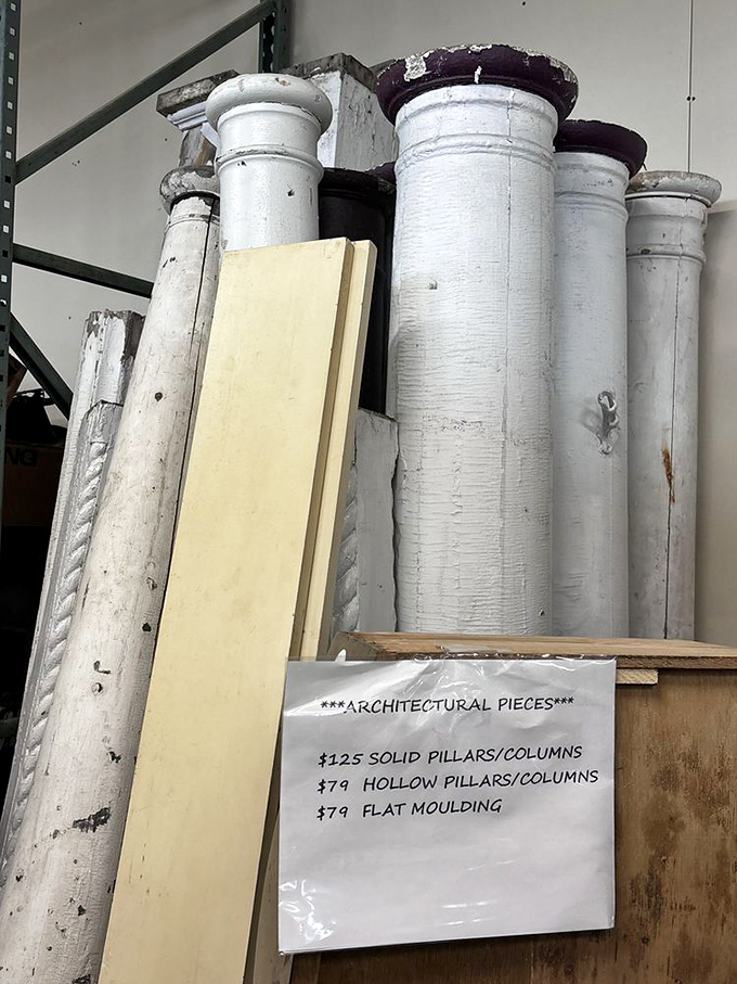 Architectural columns that once supported grand buildings now stand ready to add classical elegance to modern homes. History by the foot.