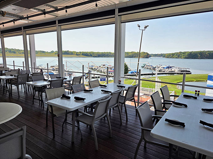 Dining with a view that makes you question your geography. These tables aren't just seats&mdash;they're front-row tickets to nature's daily water show.
