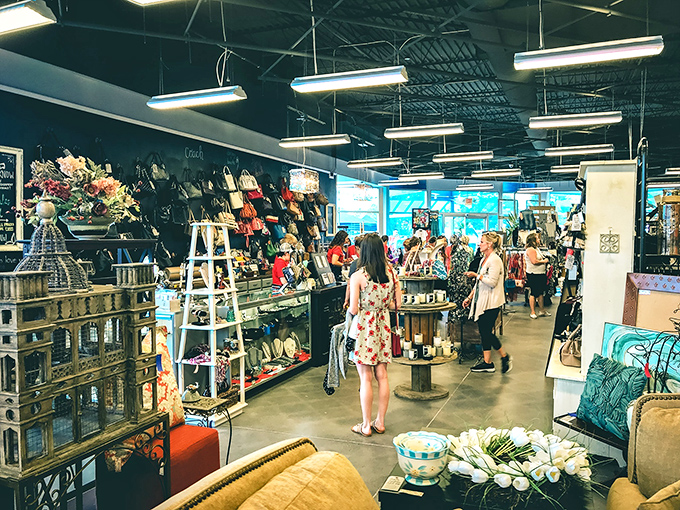 Shoppers navigate the accessories section with the focused concentration of archaeologists, each hoping to unearth that perfect designer fossil.