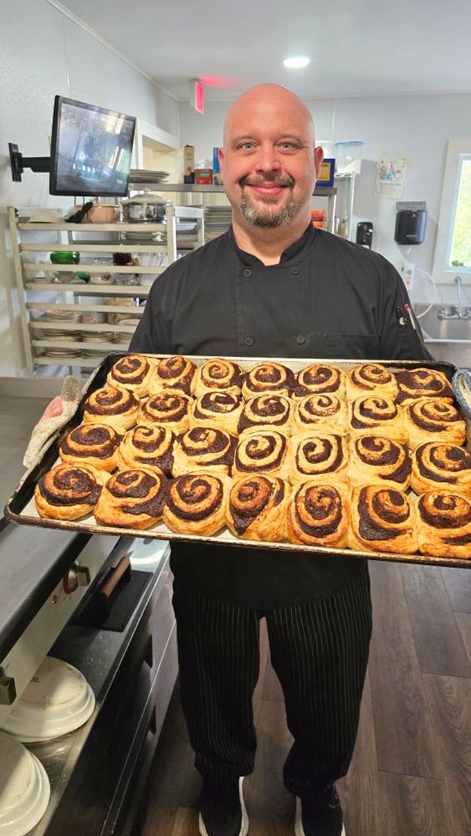 Behind every great cinnamon roll is a chef who understands that happiness is best served warm, swirled, and in multiples.
