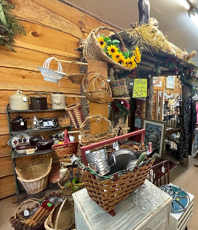 Basket paradise meets rustic charm. These handwoven containers have been organizing homes since before "decluttering" became a lifestyle brand.